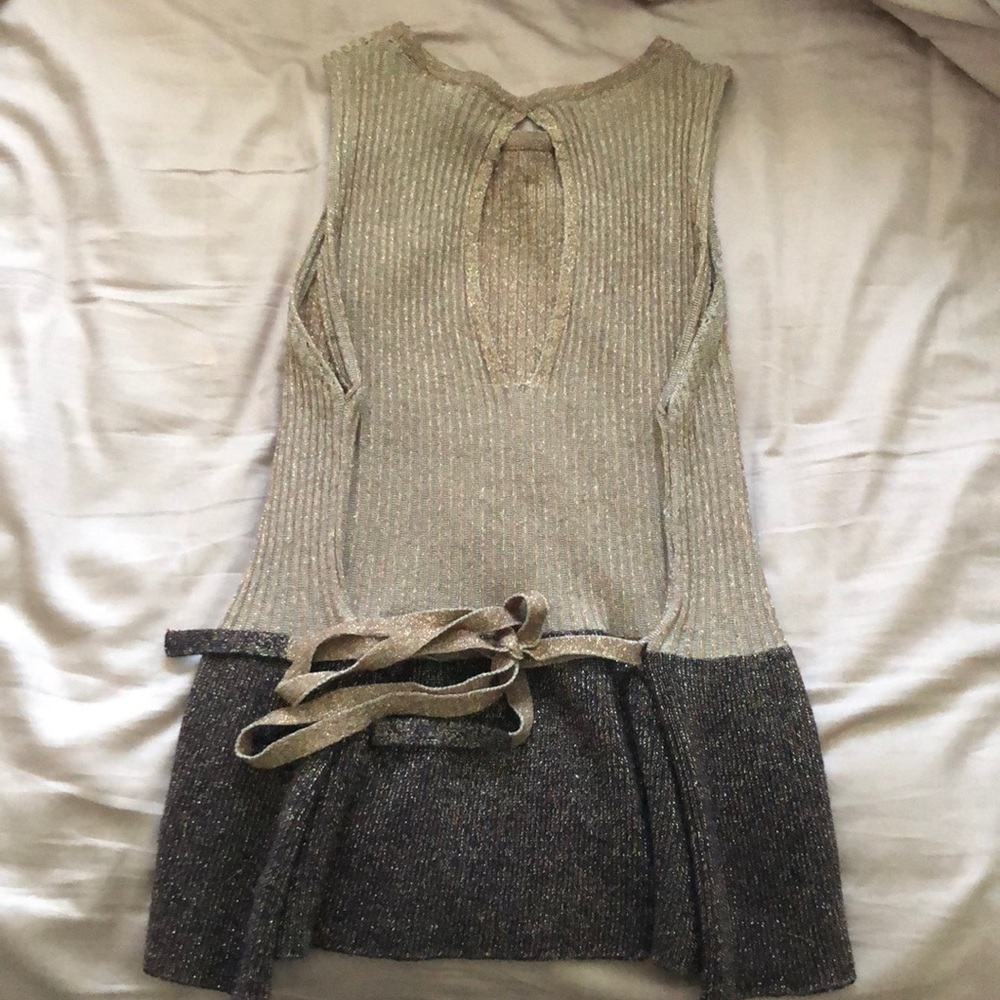 Anthropologie Moth Shimmer Tank With Tie - Gem